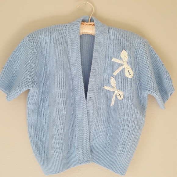 Serbin Templon | Sweaters | Vintage Mid Century Powder Blue Knit Shrug ...